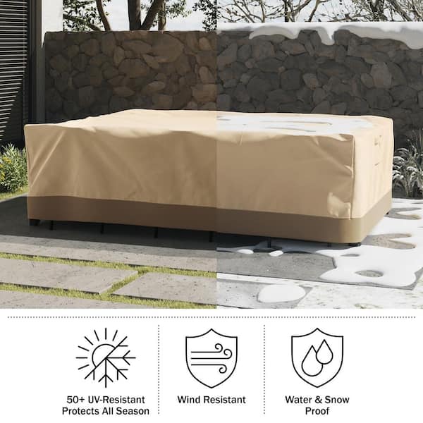 Pure Garden Beige Rectangle Heavy Duty Outdoor Table Cover 50 LG1301 The Home Depot