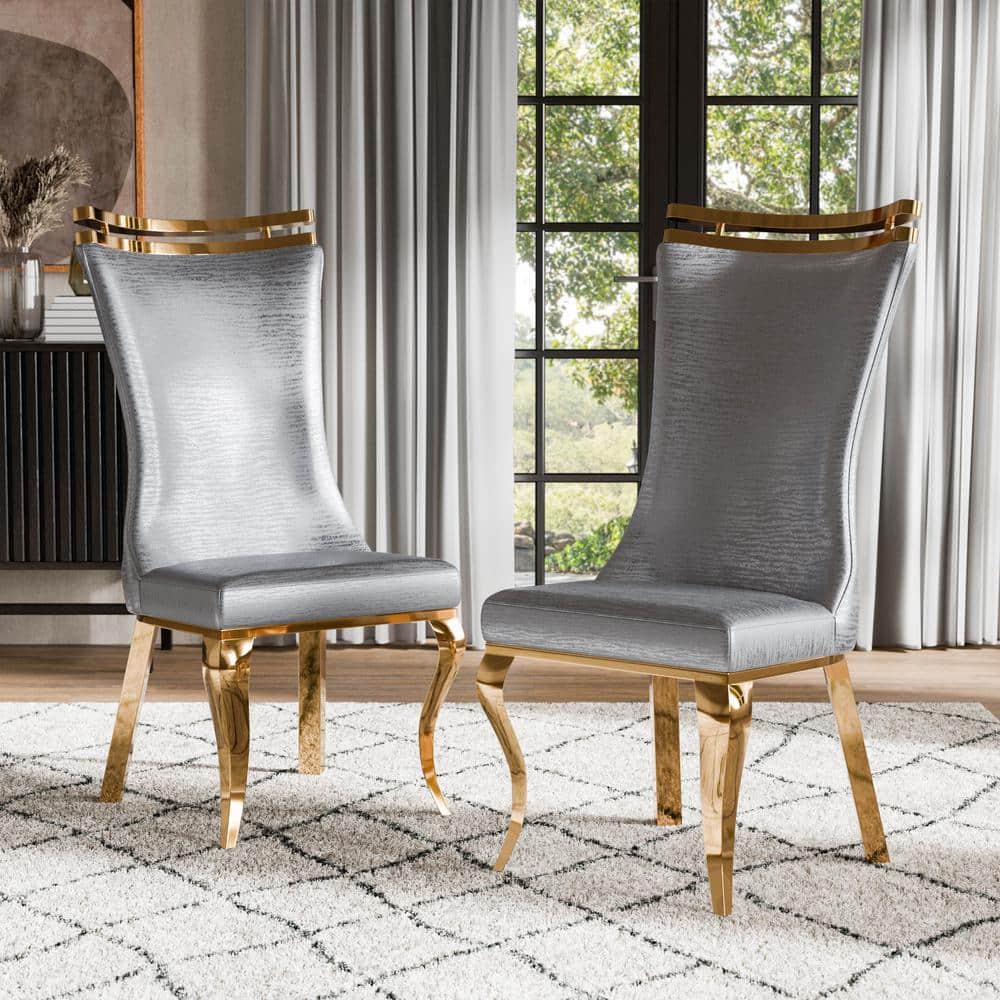 Furniture of America Weirsh Gray Fabric Upholstered Double Crown Dining ...
