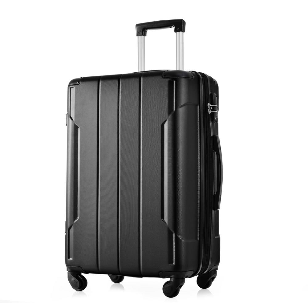Merax 25.1 in. Black ABS Hardside Luggage Spinner 24 in. Suitcase with ...