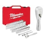 Milwaukee 1/4 in. Drive SAE/Metric Ratchet and Socket Mechanics Tool Set with 1/4 in. Drive 3 in ...