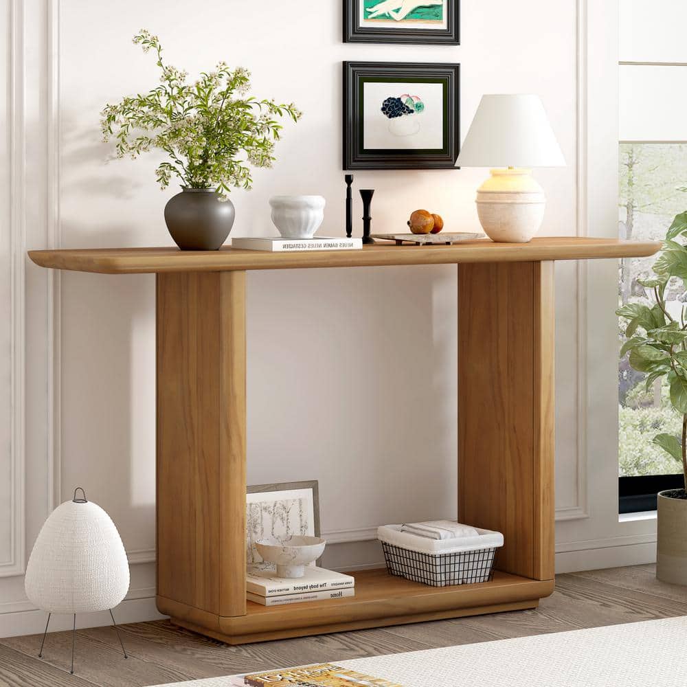 CHRISTOPHER KNIGHT HOME Birchwood 59.8 in. Brown Rectangle Wood Console ...