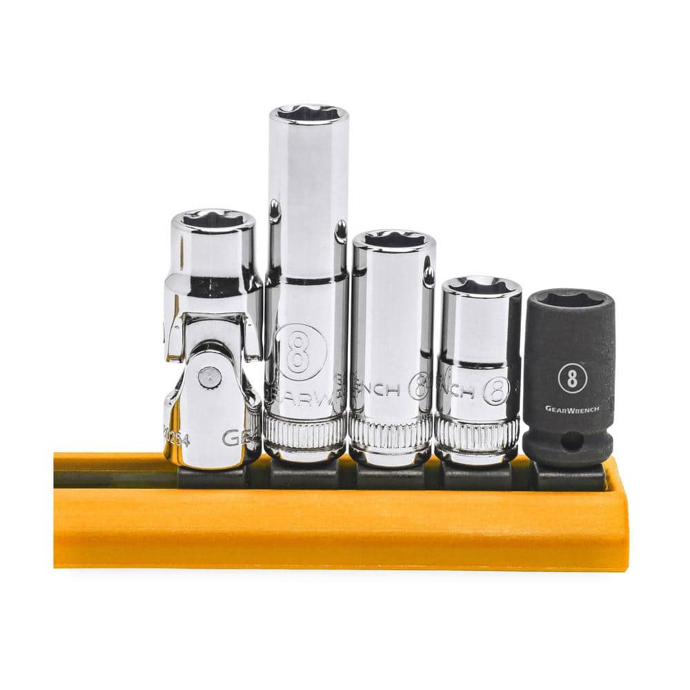 GEARWRENCH 1/4 in. Drive 6-Point 8 mm Assorted Socket Set with Socket ...