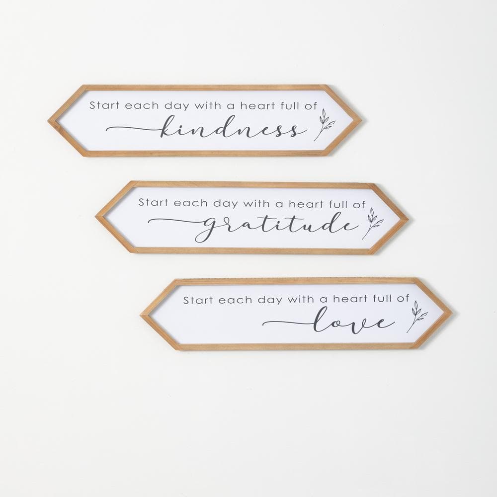 SULLIVANS 31.5" x 7.5" Start Each Day Wood Decorative Sign (Set of 3 ...