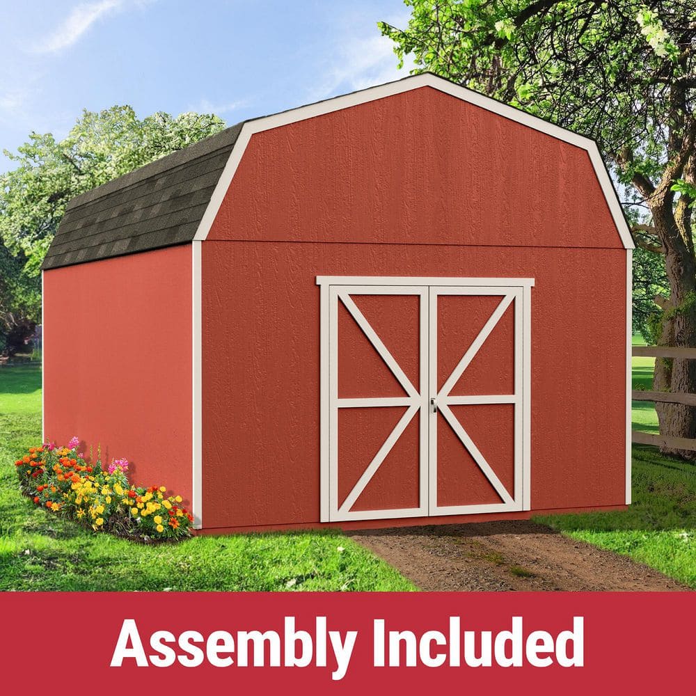 Handy Home Products Pro Assembled Hudson 12 ft. x 24 ft. Barn Style ...