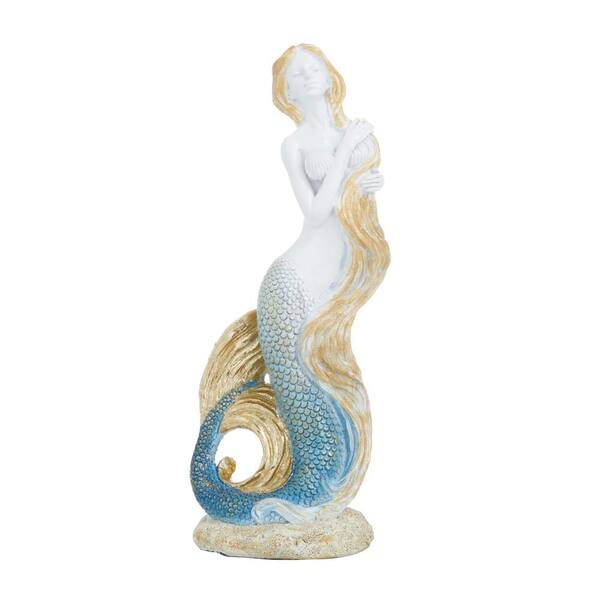 Litton Lane 11 in. x 4 in. Multi Colored Polystone Traditional Mermaid ...
