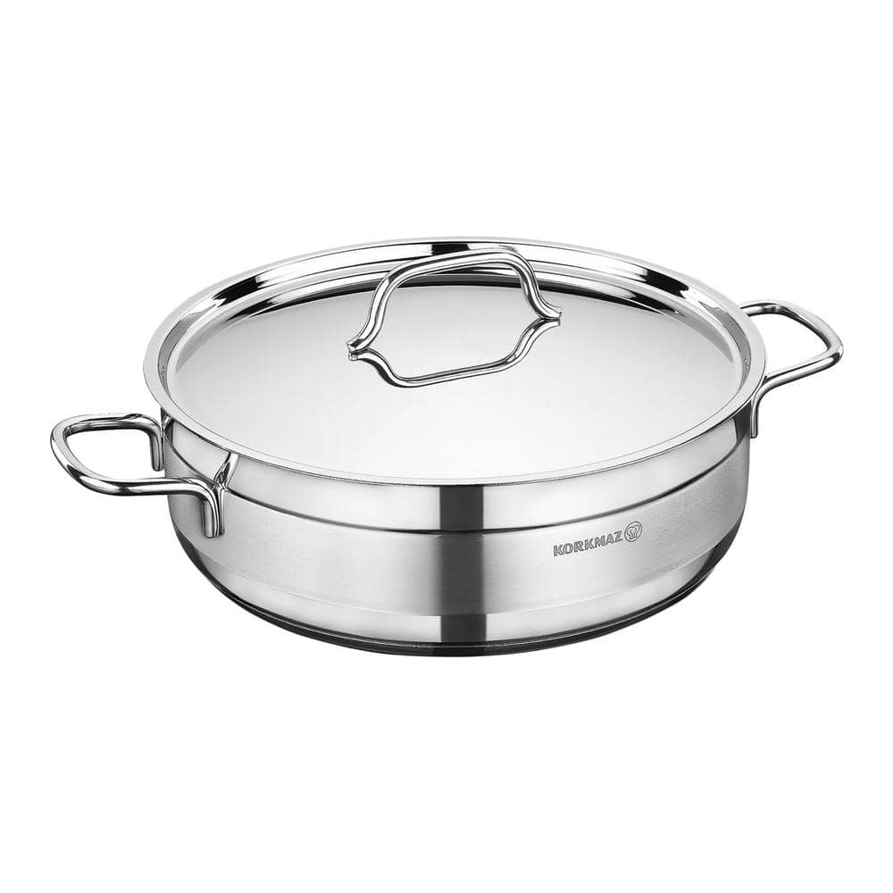 Korkmaz Alfa 2-Piece 7 Liter Stainless Steel Low Casserole Dish with ...