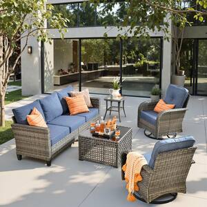 XIZZI Iridescent 5 Pieces Wicker Outdoor Patio and Swivel Rocking ...