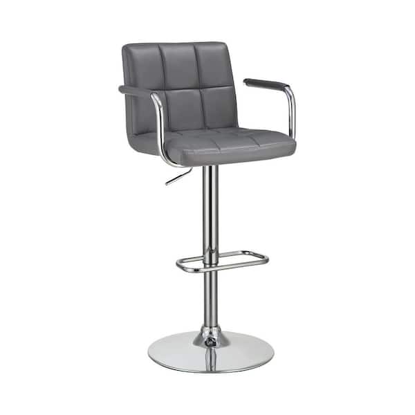 Coaster 36.50 in. x 42.50 in. Grey and Chrome Upholstery Adjustable Bar ...