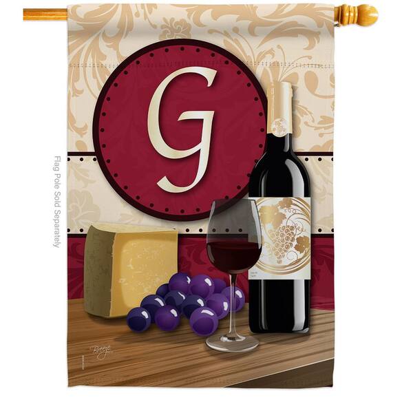 Breeze Decor 2.3 ft. x 3.3 ft. Wine G Initial House Flag 2-Sided ...