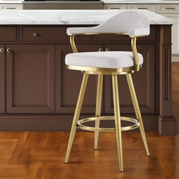 HomeRoots 26 Silver Low Back Metal Counter Stool Fabric Seat 2000569156 ...
