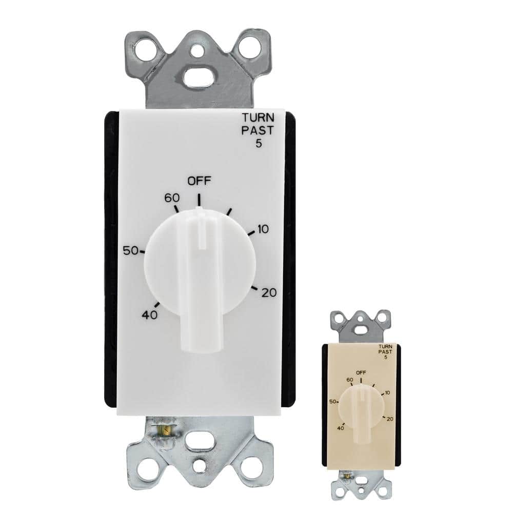 Defiant 20 Amp 60-Minute In-Wall Spring Wound Timer with White and ...