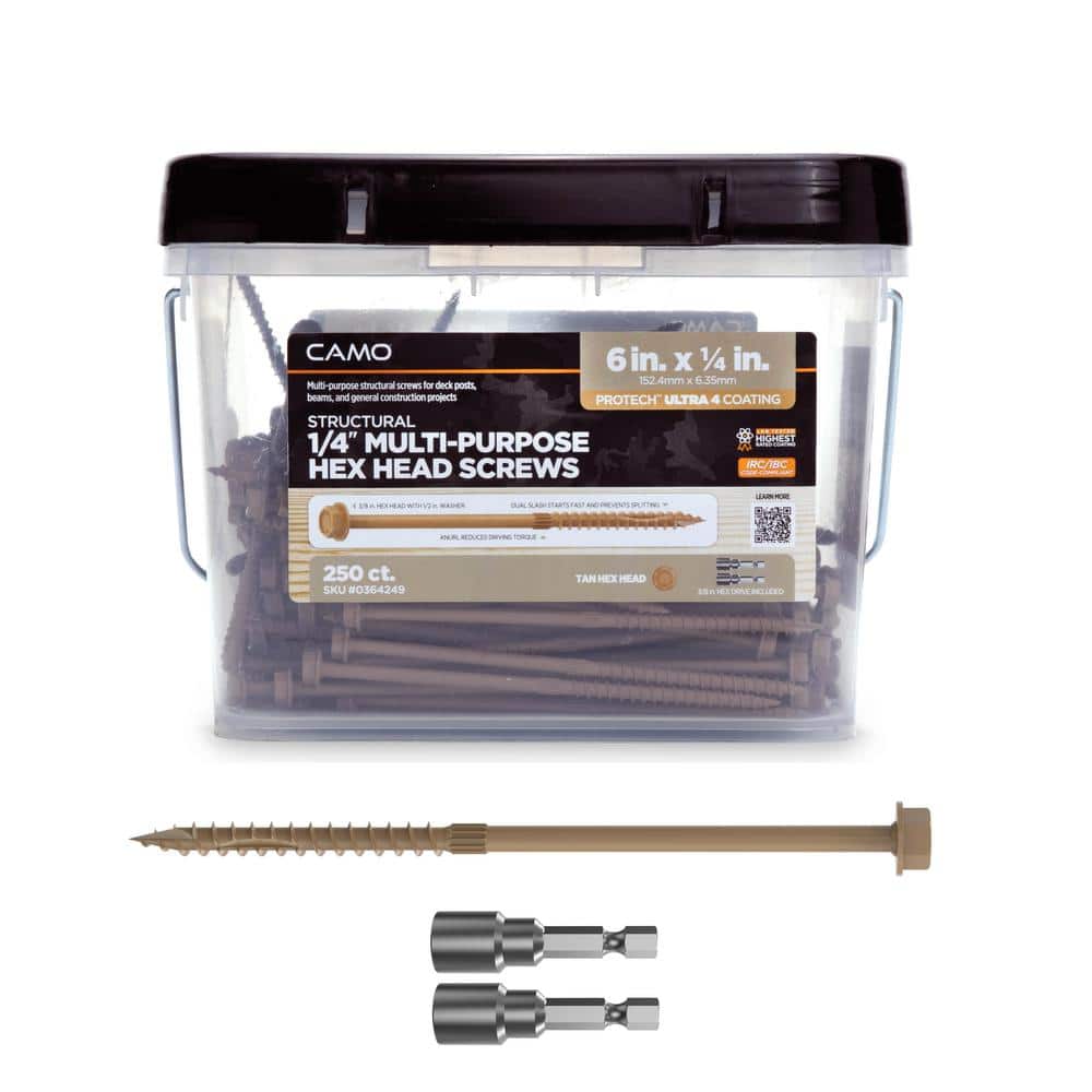CAMO 1/4 in. x 6 in. Hex Head Multi-Purpose Hex Drive Structural Wood ...