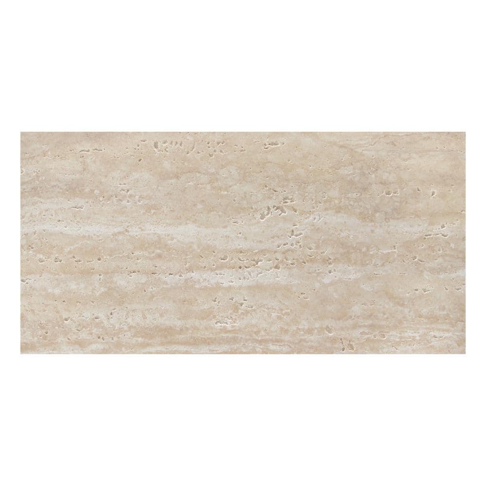 sunwings MCM Subway 12 in. x 24 in. Matte White Travertine Natural Clay ...