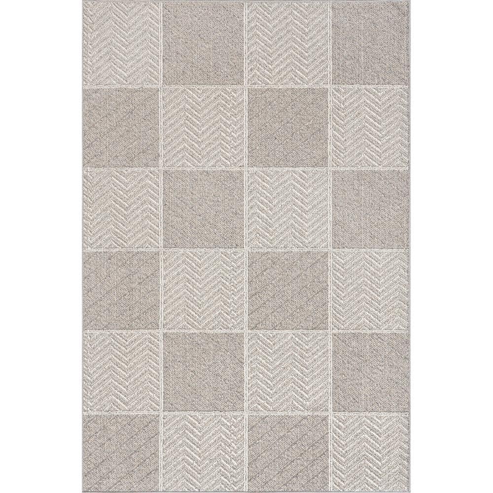 nuLOOM Tieve Modern Checkered Gray 5 ft. 3 in. x 7 ft. 6 in. Area Rug ...