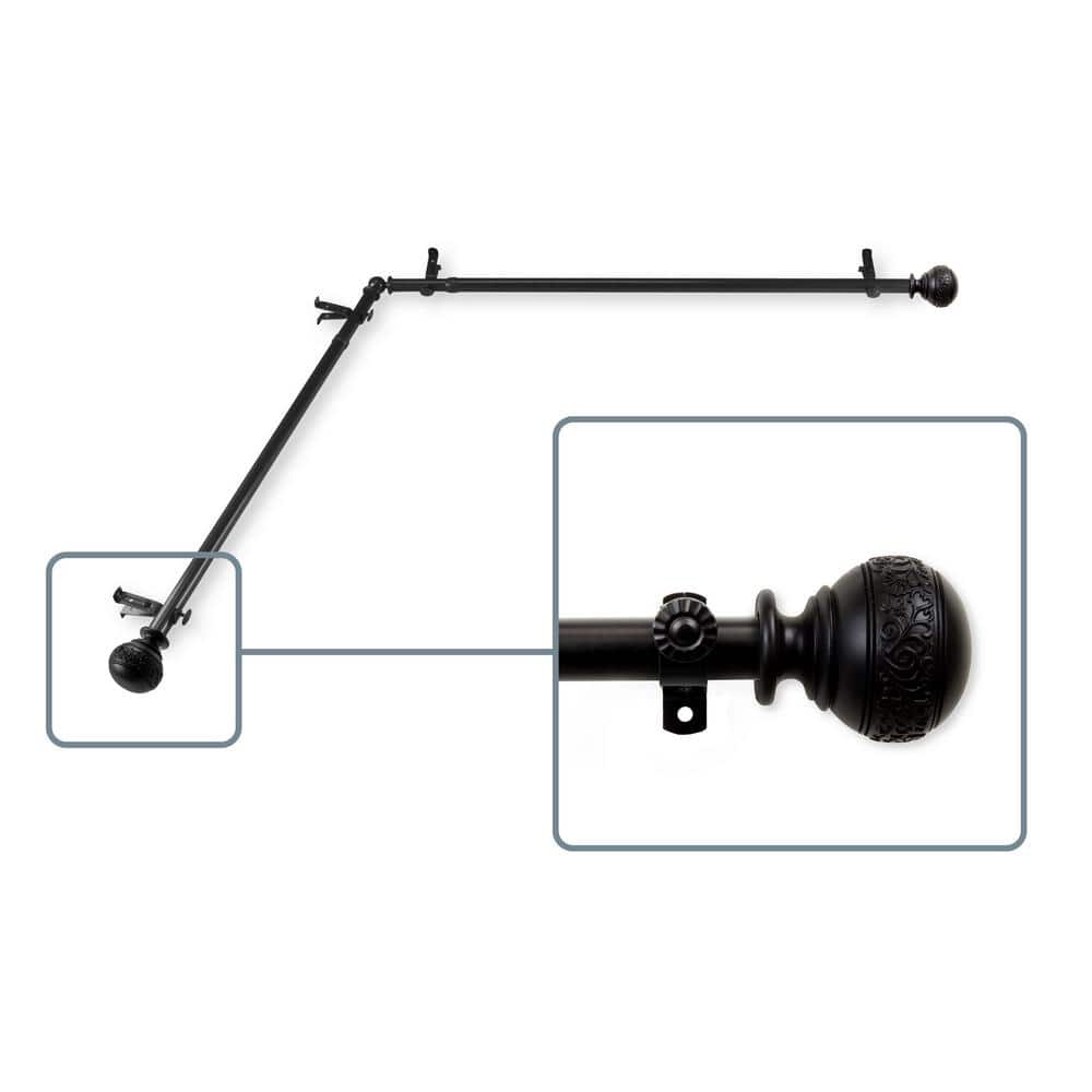 28 in. to 48 in. Adjustable 13/16 in. Corner Window Curtain Rod in ...