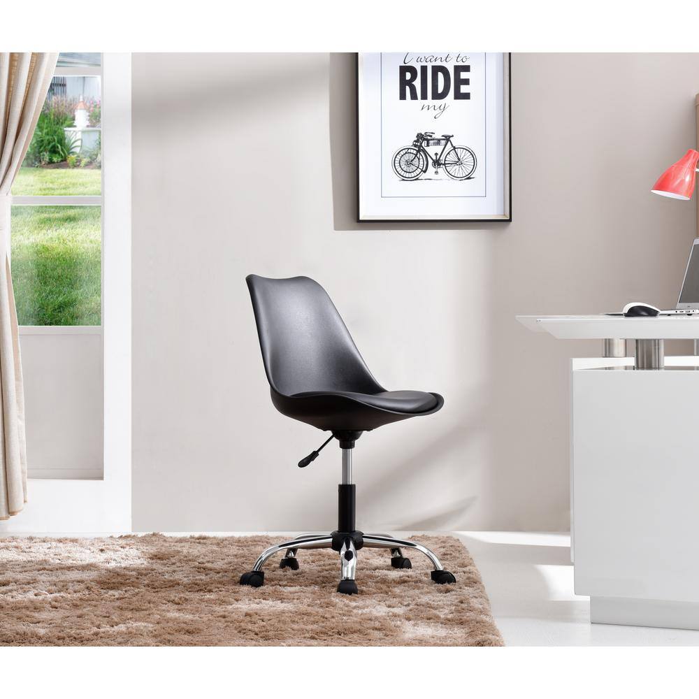HODEDAH Black Armless Swivel Office Desk Chair with Cushion Seat HIC327 ...
