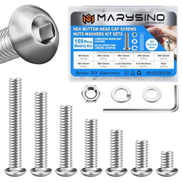 MarySino 159-Piece 304 Stainless Steel Machine Screw Nut and Washer Kit ...