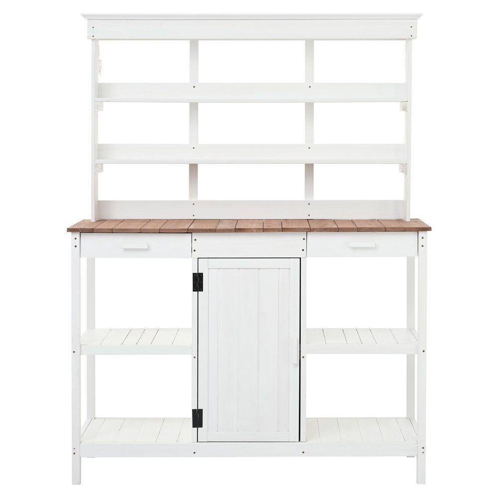 grossag 50.2 in. W x 66 in. H White Outdoor Farmhouse Fir Wood Garden ...