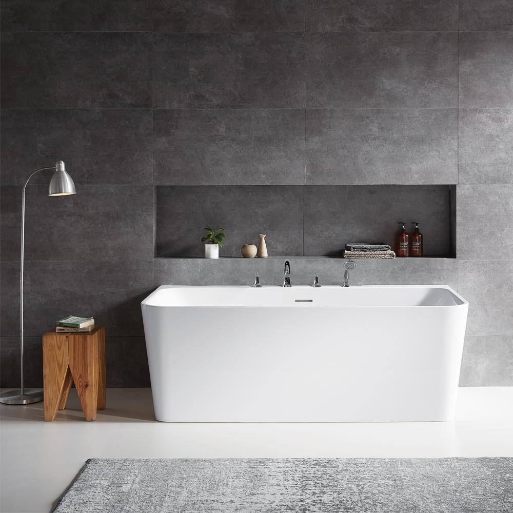 ROSWELL Dashiel 67 in. x 31.5 in. Acrylic Flatbottom Soaking Bathtub in ...