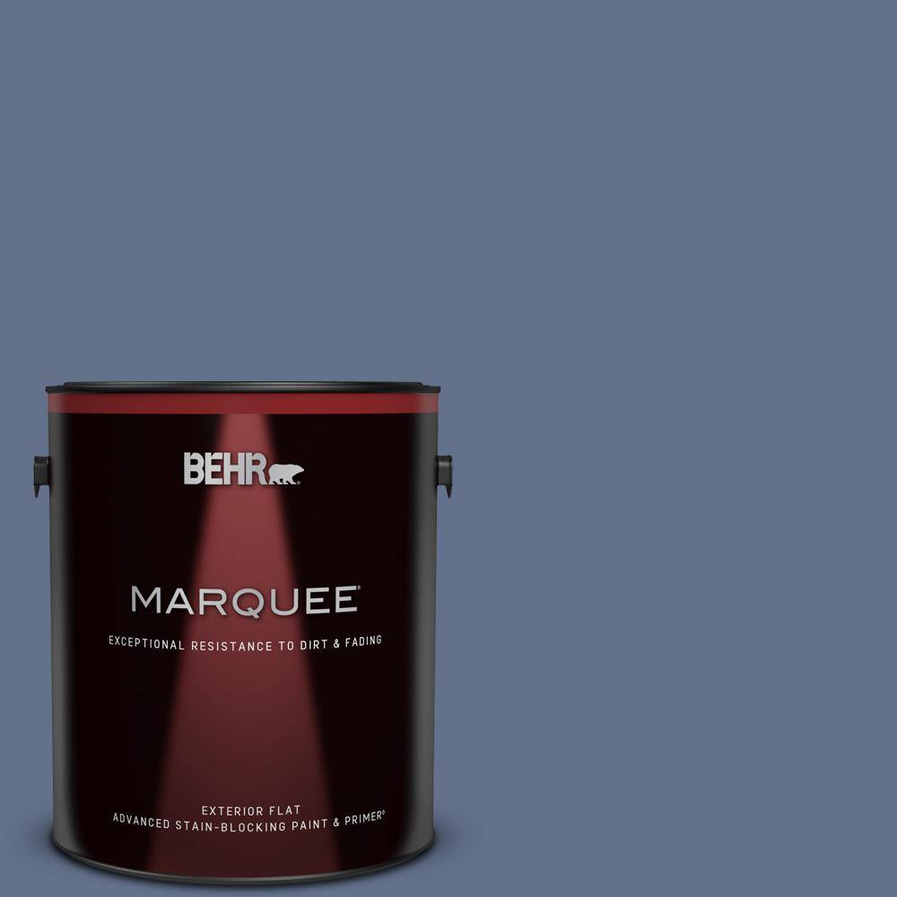BEHR MARQUEE 1 gal. #600F-6 Atlantic Blue Flat Exterior Paint & Primer ...