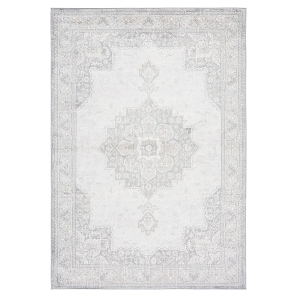 SAFAVIEH Brentwood 5 ft. x 8 ft. Gray/Light Gray Ornate Medallion Area ...