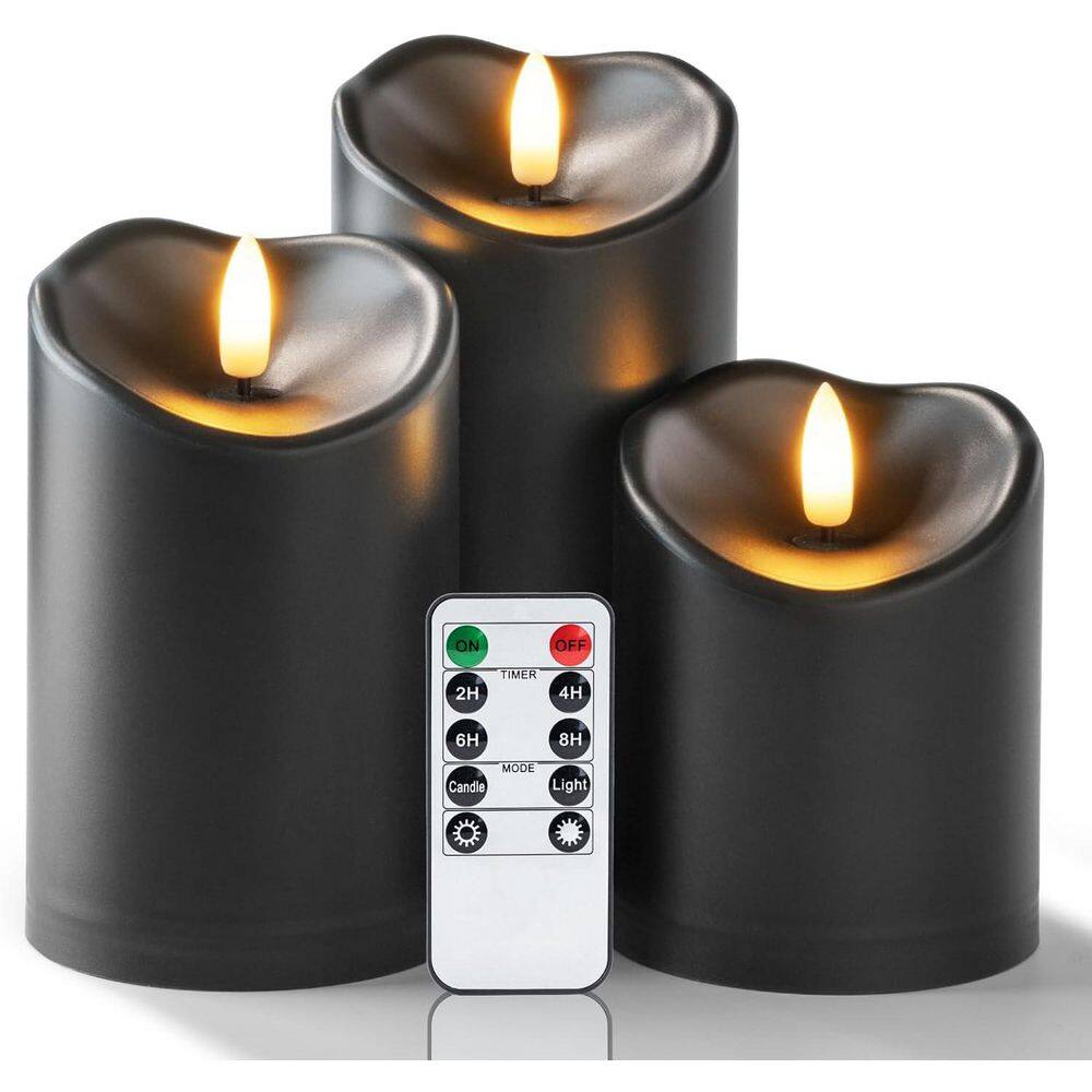 Black LED Candles with Remote Timers, Battery Operated Flameless ...