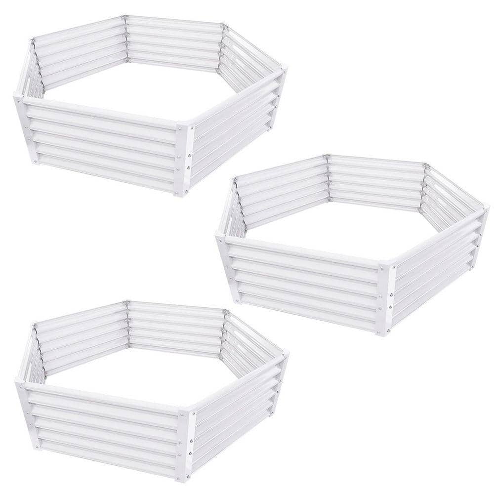 BOPOREA MEGO LLC 3-Pcs Hexagon Galvanized Steel Raised Garden Beds ...