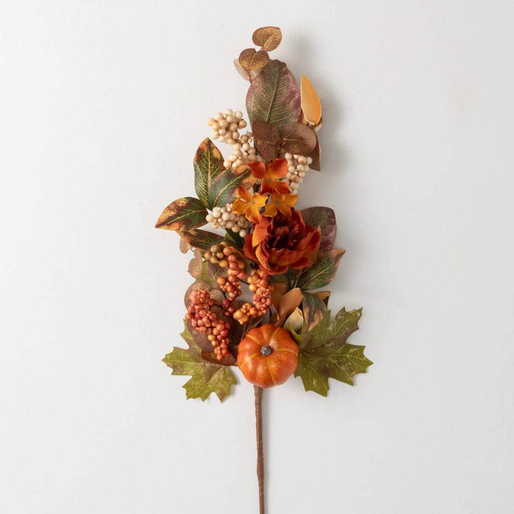 SULLIVANS 30.25" Artificial Fall Floral Berry Pumpkin Spray, Multicolor ...