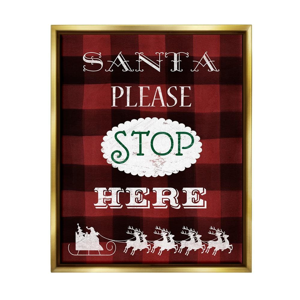 Stupell Industries Santa Stop Here Plaid by Carol Robinson 1-Piece ...