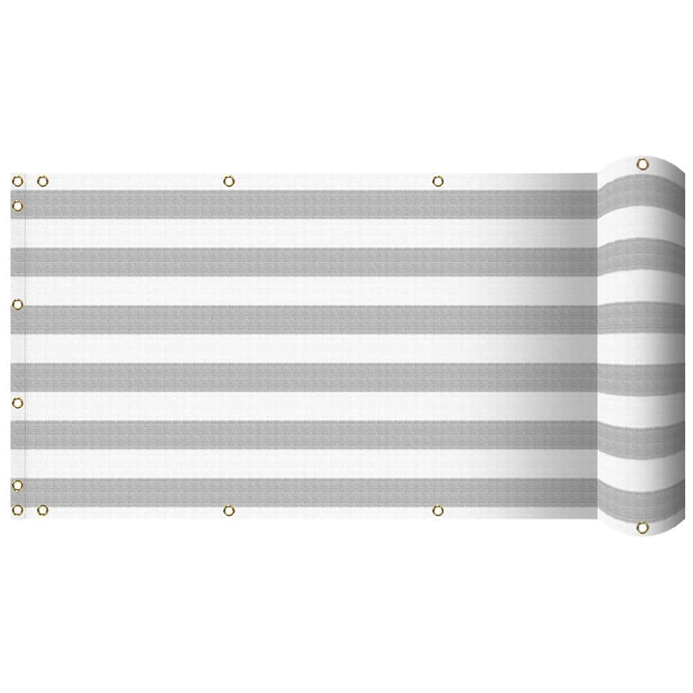 BANSA ROSE 3 ft. x 15 ft. Grey White Stripes Balcony Privacy Fence ... BANSA ROSE 3 ft. x 15 ft. Grey White Stripes Balcony Privacy Fence ...