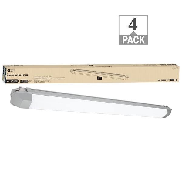 Commercial Electric 4 ft. Vapor Tight Integrated LED Gray Wraparound ...
