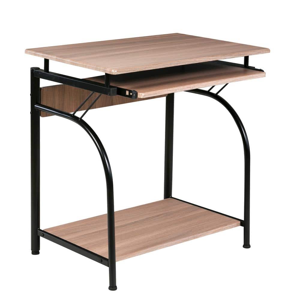 OneSpace 28 in. Rectangular Maple/Black Computer Desk with Keyboard ...