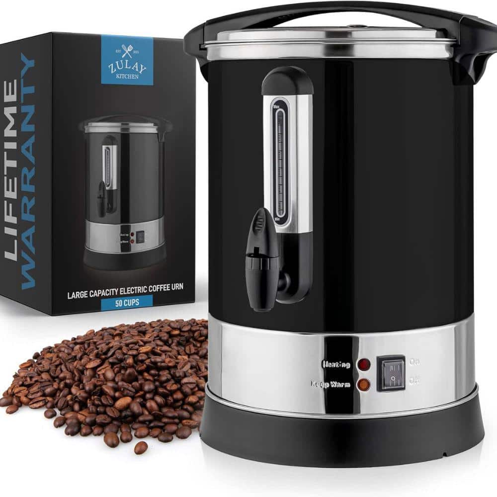 Zulay Kitchen 50 Cup Commercial Coffee Urn - Stainless Steel (Black) ZK ...