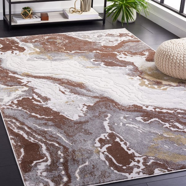SAFAVIEH Palma 5 ft. x 8 ft. Beige/Brown Distressed Marble Area Rug ...