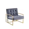 Best Master Furniture Bradley Grey Velvet With Gold Plated Accent Chair ...