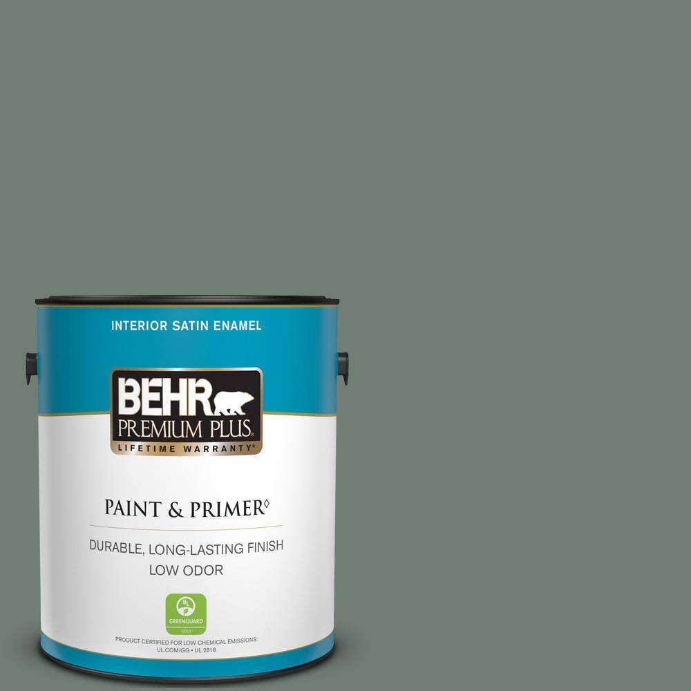 BEHR PREMIUM PLUS 1 gal. #N420-5 Boreal Satin Enamel Low Odor Interior ...