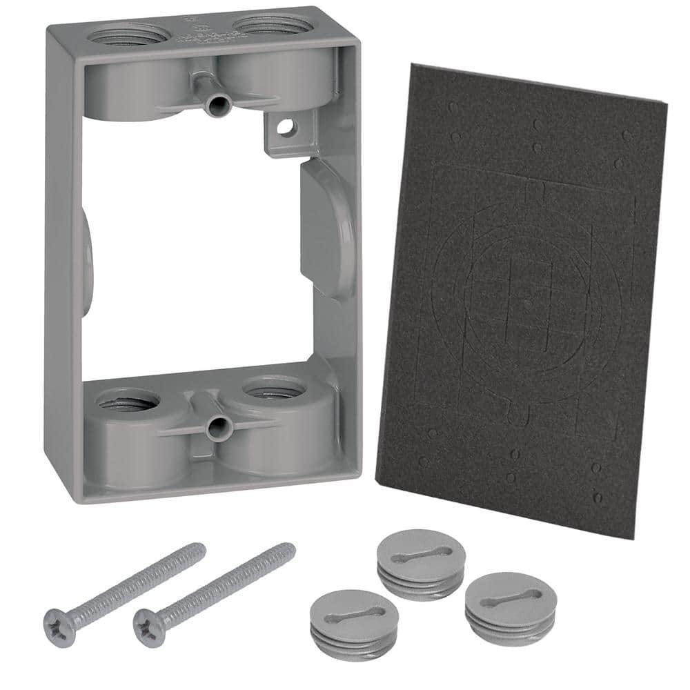 Commercial Electric 1-Gang Metal Weatherproof Electrical Outlet Box ...
