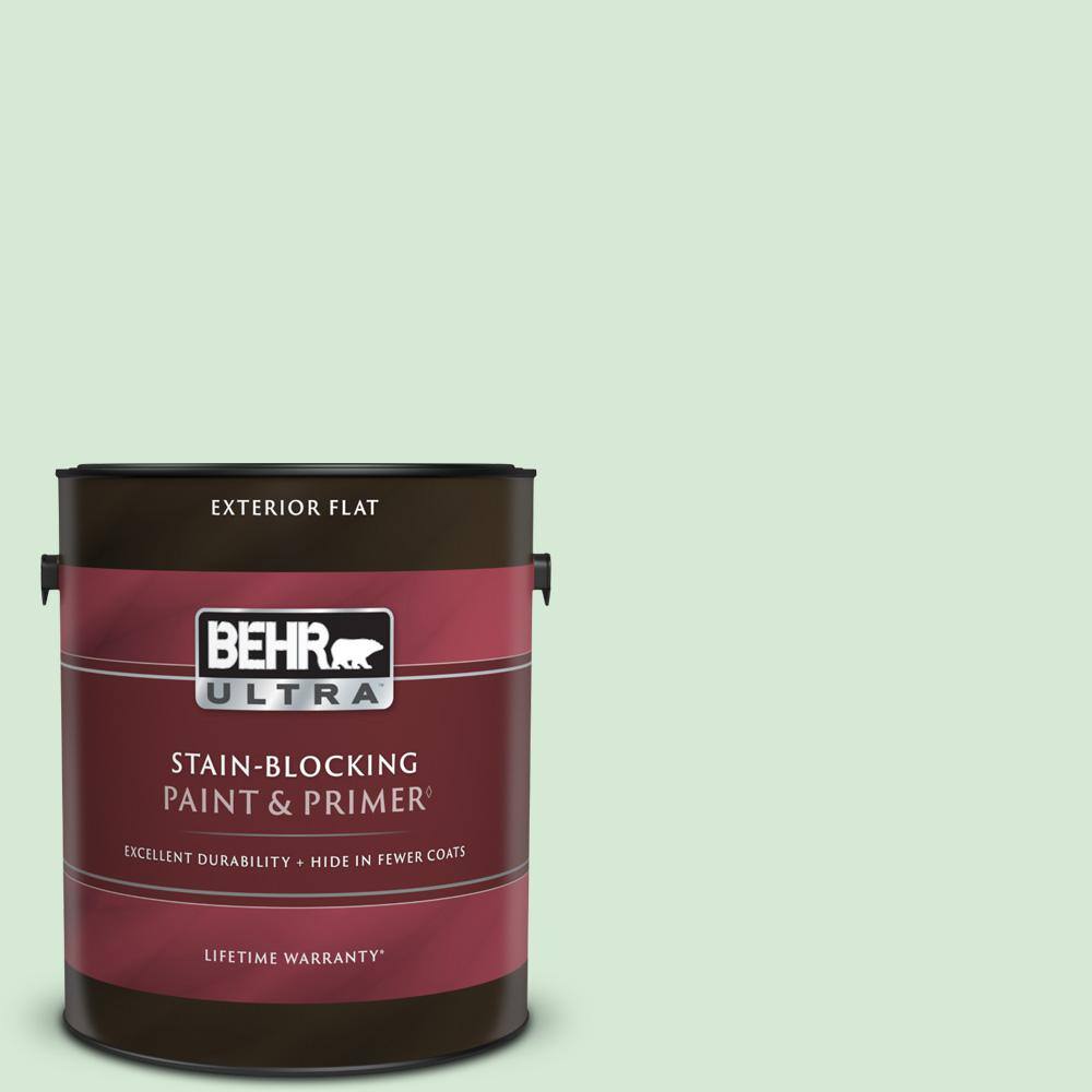 BEHR ULTRA 1 gal. #M410-1 Jade Mist Flat Exterior Paint & Primer 485001 ...