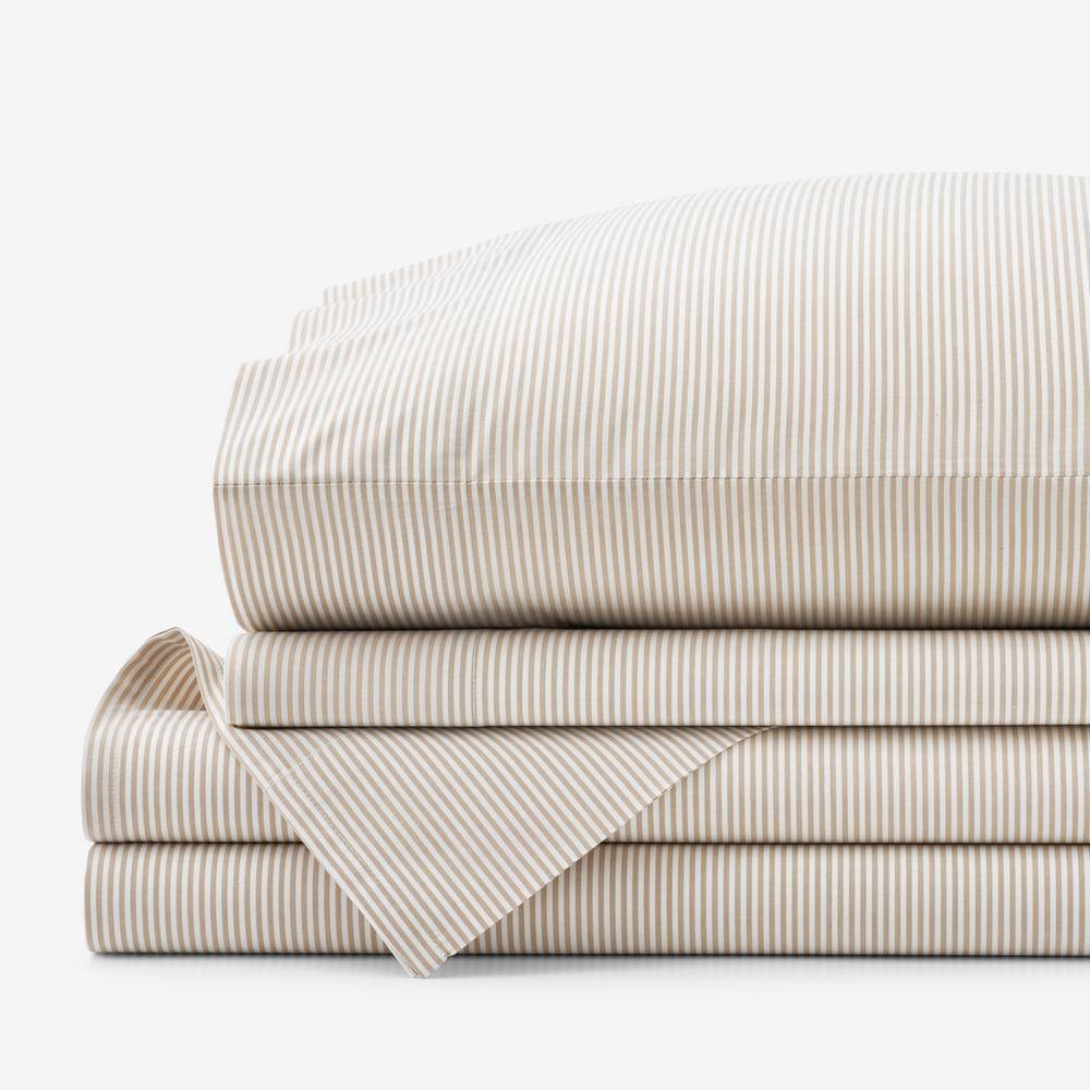 The Company Store Company Cotton Stripe Yarn-Dyed Tan Cotton Percale ...