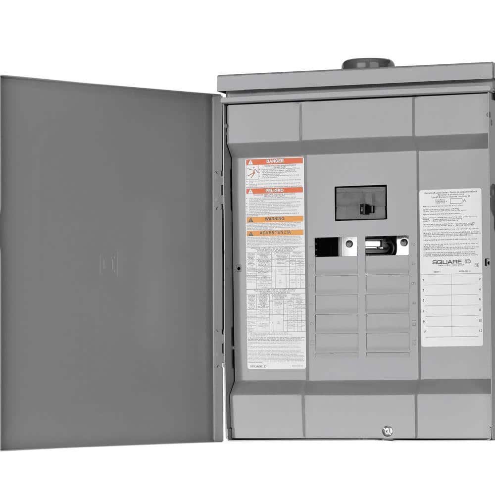 Square D Homeline 100 Amp 12-Space 24-Circuit Outdoor Main Breaker Plug ...