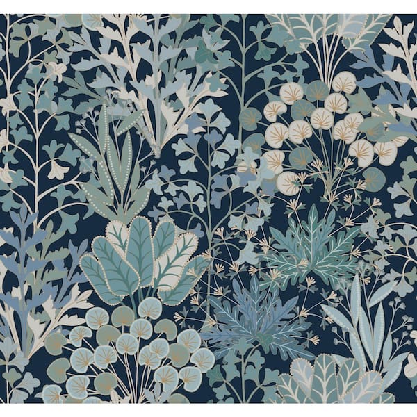 York Wallcoverings Navy Forest Floor Paper Non-Pasted Matte Wallpaper ...