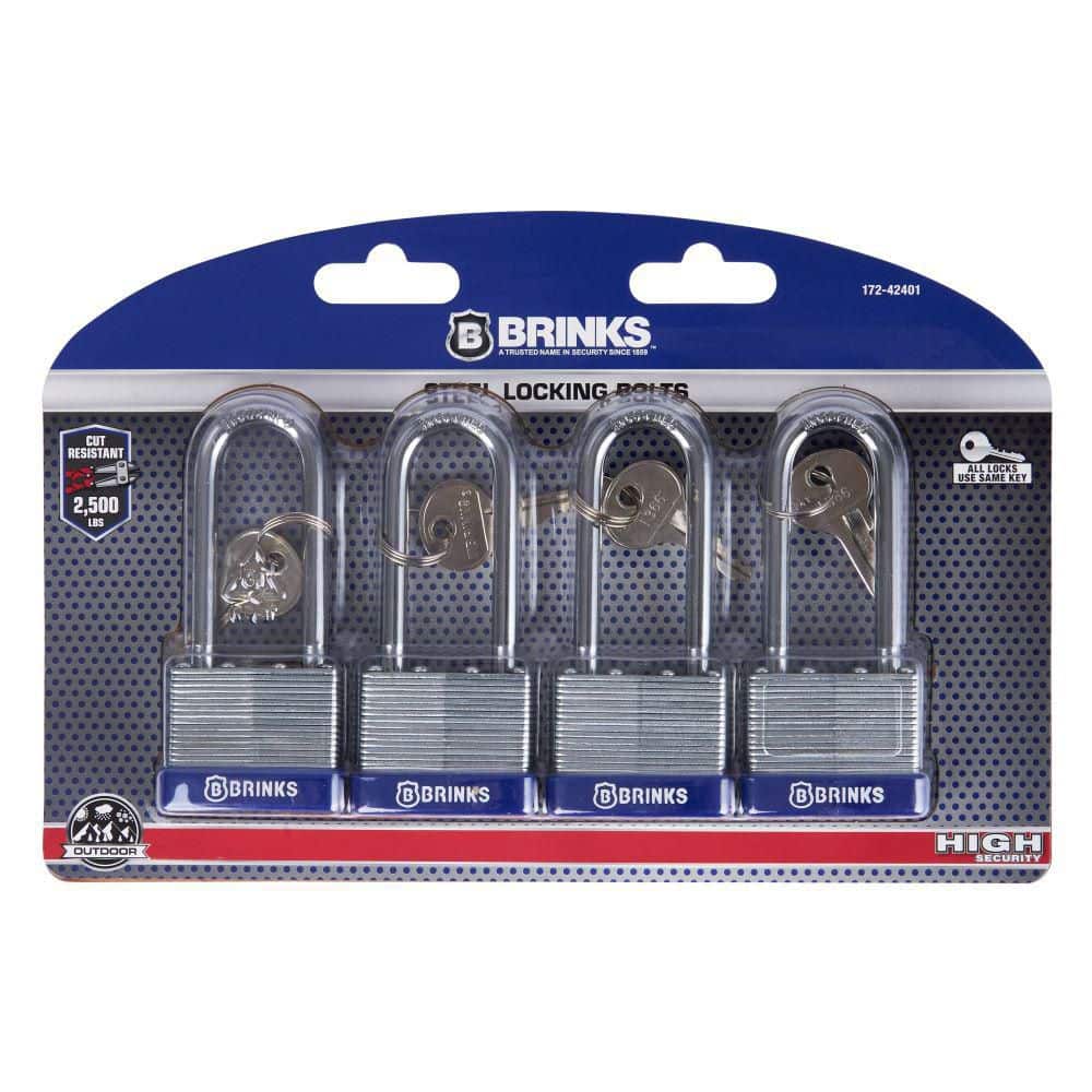 Brinks 2-1/4 in. (40 mm) Laminated Steel Keyed Padlock (4-Pack) 172-42401 - The Home Depot