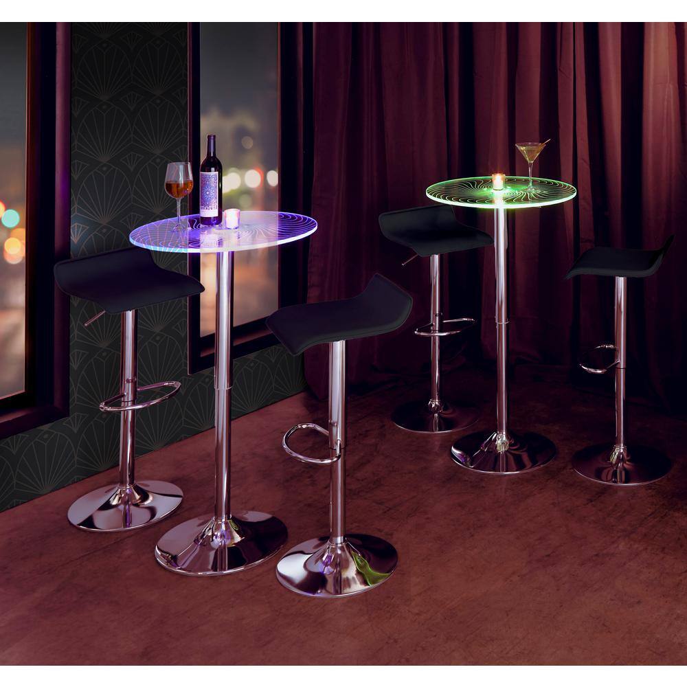 Lumisource Spyra-Ale 3-Piece Chrome Metal, Black Faux Leather, and ...