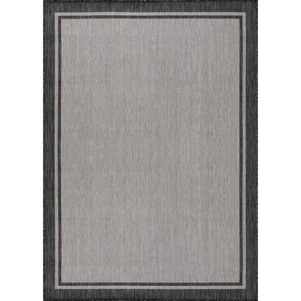 CAMILSON Hawaii Grey/Black 5 ft. x 7 ft. Bordered Indoor/Outdoor Area ...