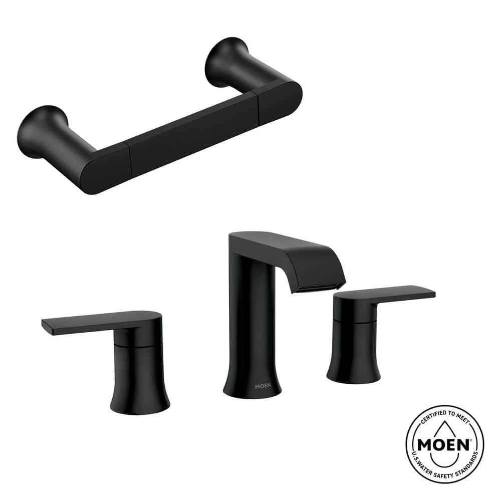 MOEN Genta 8 in. Widespread Double Handle Bathroom Faucet with Hand ...
