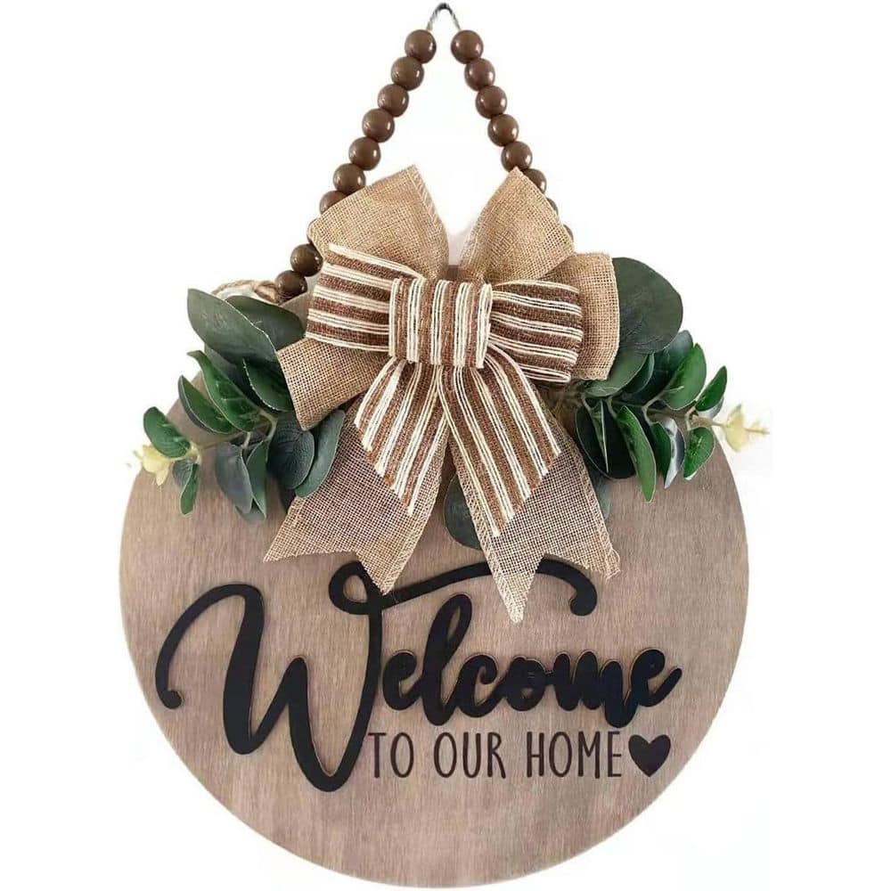 12 in. x 12 in. Oak Hanging Welcome Sign by Wooden Wall Art YYD6-185 ...