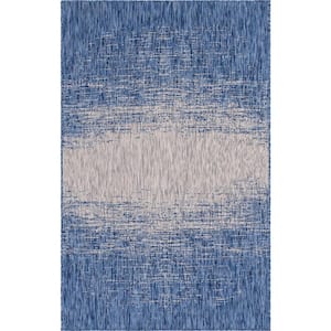 Unique Loom Azure Blue Ombre Outdoor 5 ft. x 8 ft. Area Rug 3144981