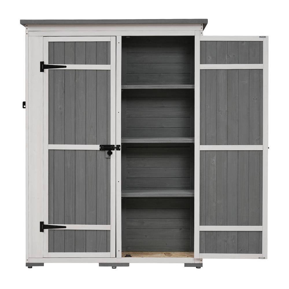 49 in. W x 20 in. D x 66 in. H Gray Wood Outdoor Storage Cabinet Garden ...