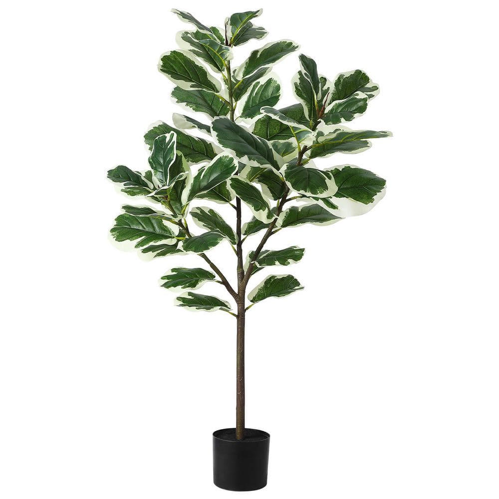 4.3 Ft Artificial Ficus Lyrata Plant, Faux Fiddle Leaf Fig Tree with ...