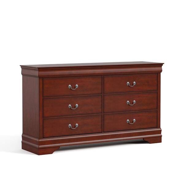 Furniture of America Burkhart Cherry 6 Drawer 58.38 in. W Dresser EC 7866CH D